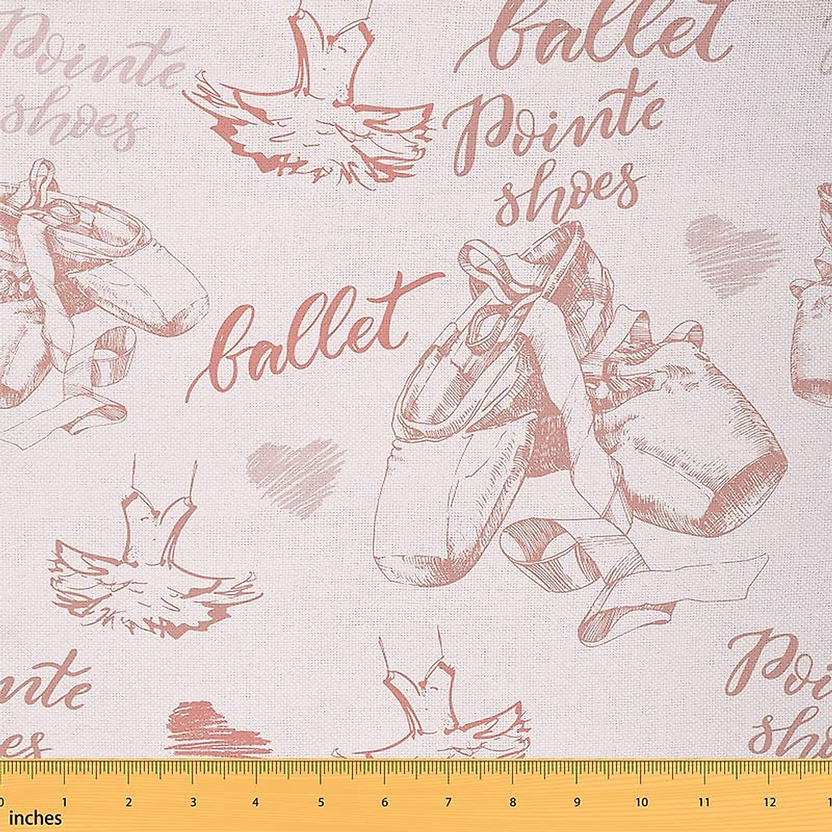 Feelyou Ballet Upholstery Fabric, Girls Ballet Dancer Dress Shoes Fabric by The Yard, Elegant Swan Decorative Fabric for Upholstery and Home DIY Projects, Outdoor Fabric, 1 Yard, Pink