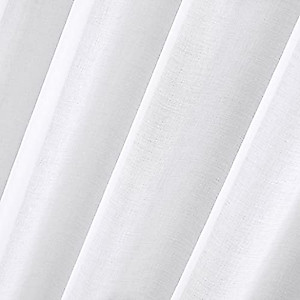 HIGHSEASON White Sheer Curtains 102 inches Long,Solid Rod Pocket Top Draperies for Living Room/Bedroom(White,Set of 2,52 x 102 Inch Length)