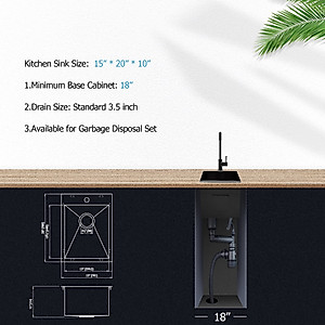 Lordear 15x20 Inch Drop In Bar Sinks Stainless Steel Single Bowl Topmount Kitchen Sink Gunmetal Black 16 Gauge Overmount RV BAR PREP SMALL Kitchen Sinks