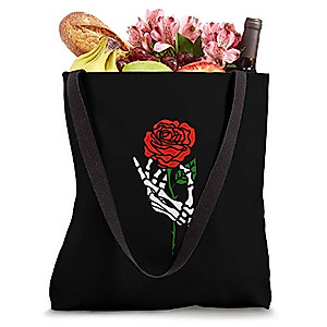 Skeleton Hand Holding Rose, Traditional Tattoo Gifts Black Tote Bag