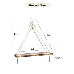 Mkono Macrame Wall Decor 4 Piece Set, 2 Pcs Macrame Wall Hanging Art Boho Wall Decor and 2 Pcs Hanging Shelves Wood Floating Storage Shelf for Bedroom Bathroom Living Room Nursery Dorm Room