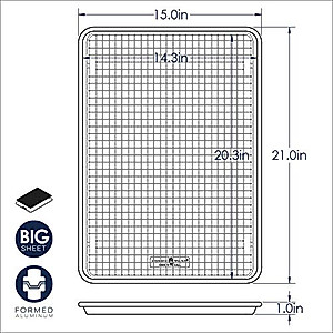 Nordic Ware 2 Pc Naturals Big Sheet W/Oven Safe Nonstick Grid, 1 Pack, Aluminum