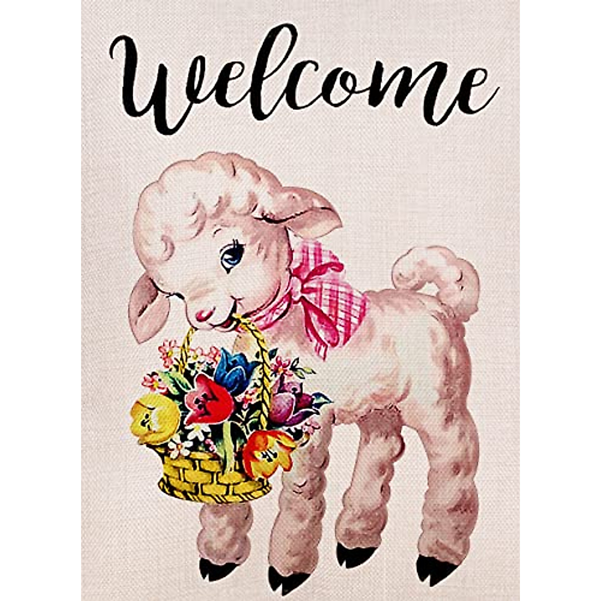 Ogiselestyle Welcome Lamb Garden Flag Vertical Double Sided, Spring Lamb Floral Yard Outdoor Decoration 12.5 x 18 Inch