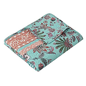 Greenland Home Barefoot Bungalow Audrey Throw Blanket, 50 x 60-inch, Turquoise