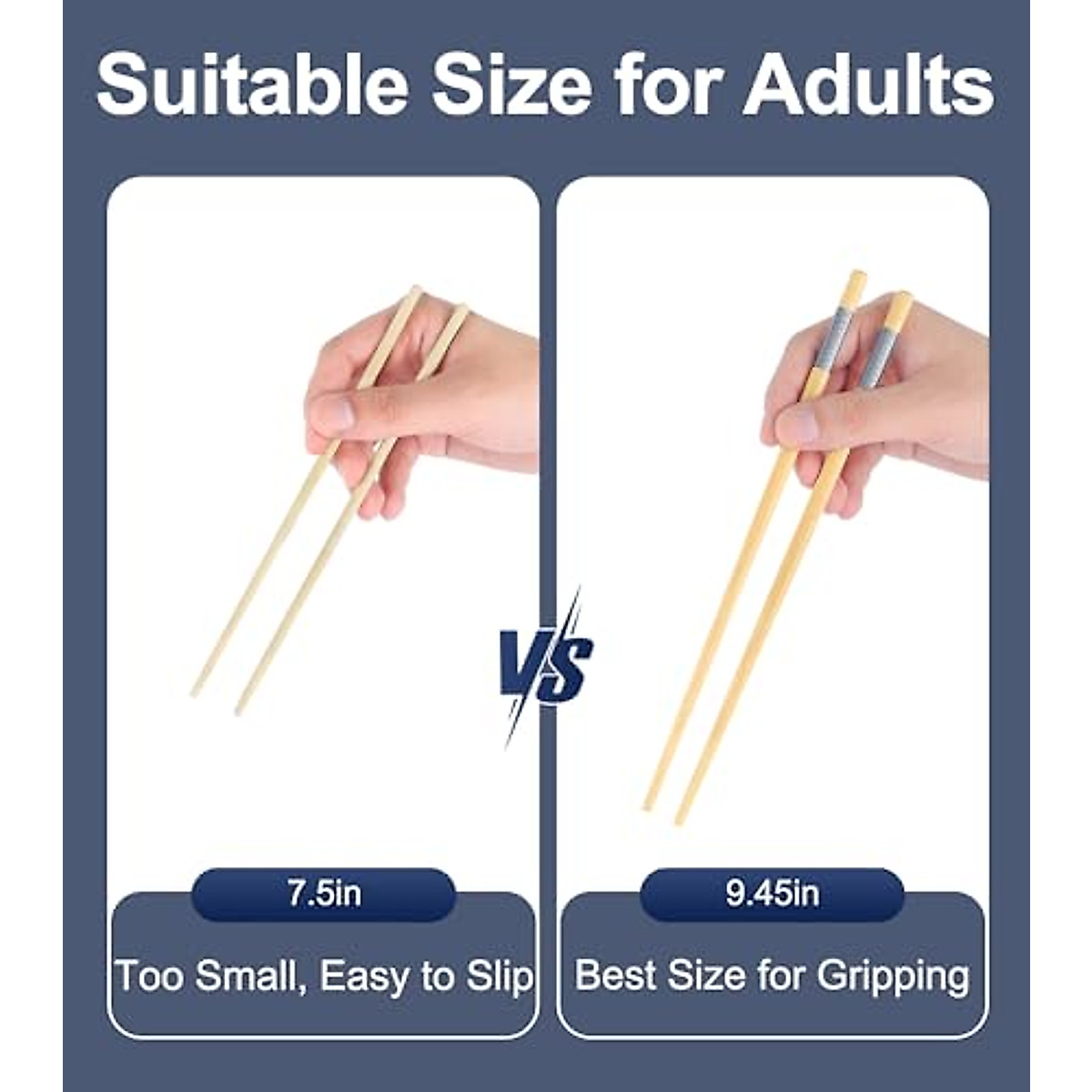 LOROTOCO 50 Pairs Bamboo Chopsticks Disposable | Separated | Reusable | Dishwasher Safe- （9.45in）