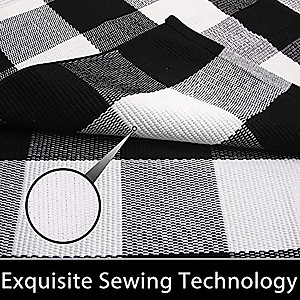 SHACOS Buffalo Plaid Rug 3'x5' Indoor Outdoor Black and White Buffalo Check Rug Front Porch Rug Plaid Door Mat Woven Cotton Area Rug Throw Plaid Rug for Kitchen Living Room Washable