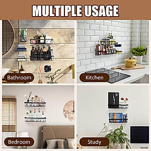 Crixny Shower Caddy, 5-Pack Shower Organizer No Drilling, Shower Shelves with Soap Holder and 18 Hooks, Rustproof Stainless Steel Shower Shelf for Inside Shower, Shower Rack for Shower Storage