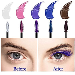 sunny light Colored Eyelash Mascara Set, 5 Colors Colorful Waterproof Rainbow Fiber Eyelashes Long Lasting Thick Volume Eye Lash for Women Cruelty Free Vegan Natural Makeup All Day