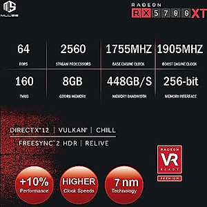 Mllse Radeon RX 5700 XT Graphics Card, 8GB GDDR6 256-bit Gaming GPU HDMI DisplayPort Interface Video Card 2K 4K Game Card for Desktop PCs (Radeon RX 5700 XT)
