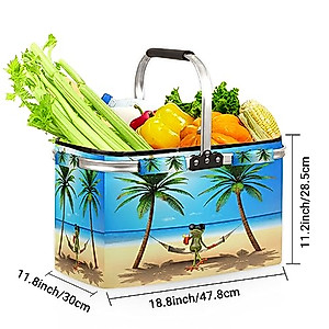 Tavisto Beach Frog Versatile and Durable Reusable Grocery Tote Bag - Spacious and Foldable with Fun Print Designs - Perfect for Shopping, Picnics, and Storage