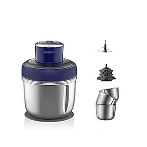 Joydeem JD-376B Electric Food Processor,Meat Grinder with Garlic Peeler,Vegetable Fruit Chopper with 3 Stainless Steel Bowls,Blue