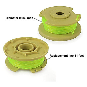 YWNYT 11ft 0.080" Replacement Trimmer Spool for Ryobi One Plus AC80RL3 18V 24V and 40V, Autofeed Cordless Weed Eater Spools String Line with Cap (12 Spool + 2 Cap)