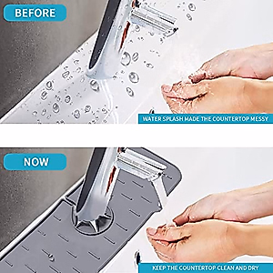 Silicone Sink Faucet Mat, Sink Draining Pad Behind Faucet, for Kitchen Sink Splash Guard, Bathroom Faucet Water Catcher Mat, Drip Protector Splash Countertop Protection Rubber Drying Pad