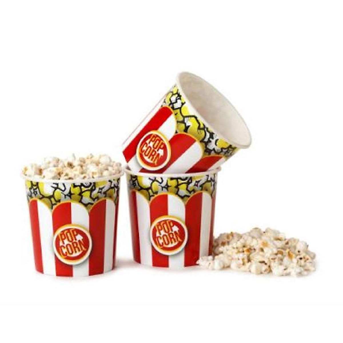 Movie Theater Popcorn Buckets Set - Wabash Valley Farms Red and White Popcorn Tub Set, Perfect for Movie Theater Decor, Outdoor Movie Night Supplies, and Movie Night Gift Baskets (1 Jumbo and 5 Small)