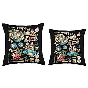 Alice Accessories Alice in Wonderland Collage Throw Pillow, 16x16, Multicolor