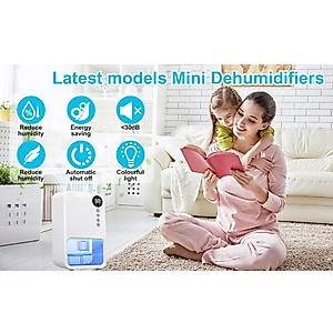 Dehumidifiers for Home with Digital Humidity Display, 37oz Basement Dehumidifier with 7 Colors LED, Auto Shut-Off, Timer & Laundry Dry, Small Dehumidifier for Bedroom, Bathroom, Basement, RV, Office