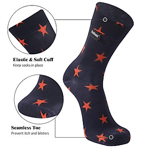 SuMade Waterproof Kayaking Socks, Men Women Ultra Thin Breathable Sweat-Absorbing Training Socks Rain Outdoor Work Boot Lightweight Hiking Fishing Climbing Crew Socks (Black-Red Star, Medium)