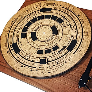 TazStudio Premium slipmat - Cork Turntable Mat [4mm Thick] for Better Sound Support on Vinyl LP Record Player - Cork mat Original Geometric Design Psychedelic Geometric Analog Art-m9