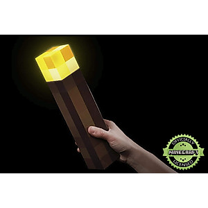 Minecraft Brownstone Torch Lamp | 11.5 Inch LED Night Light | USB Charging Port (USB cable not included)