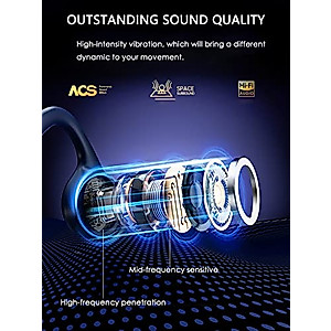 Gorbiller Bone Conduction Headphones,Open Ear Bluetooth Wireless Headphones with Microphone,Noise Canceling Sweatproof Ultralight Workout Headphones for Running,Working,Cycling,Driving,Gym (Black)