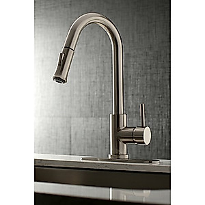 Kingston Brass LS8628DL Concord Pull-Down Sprayer Kitchen Faucet, 8-5/16" in Spout Reach, Brushed Nickel