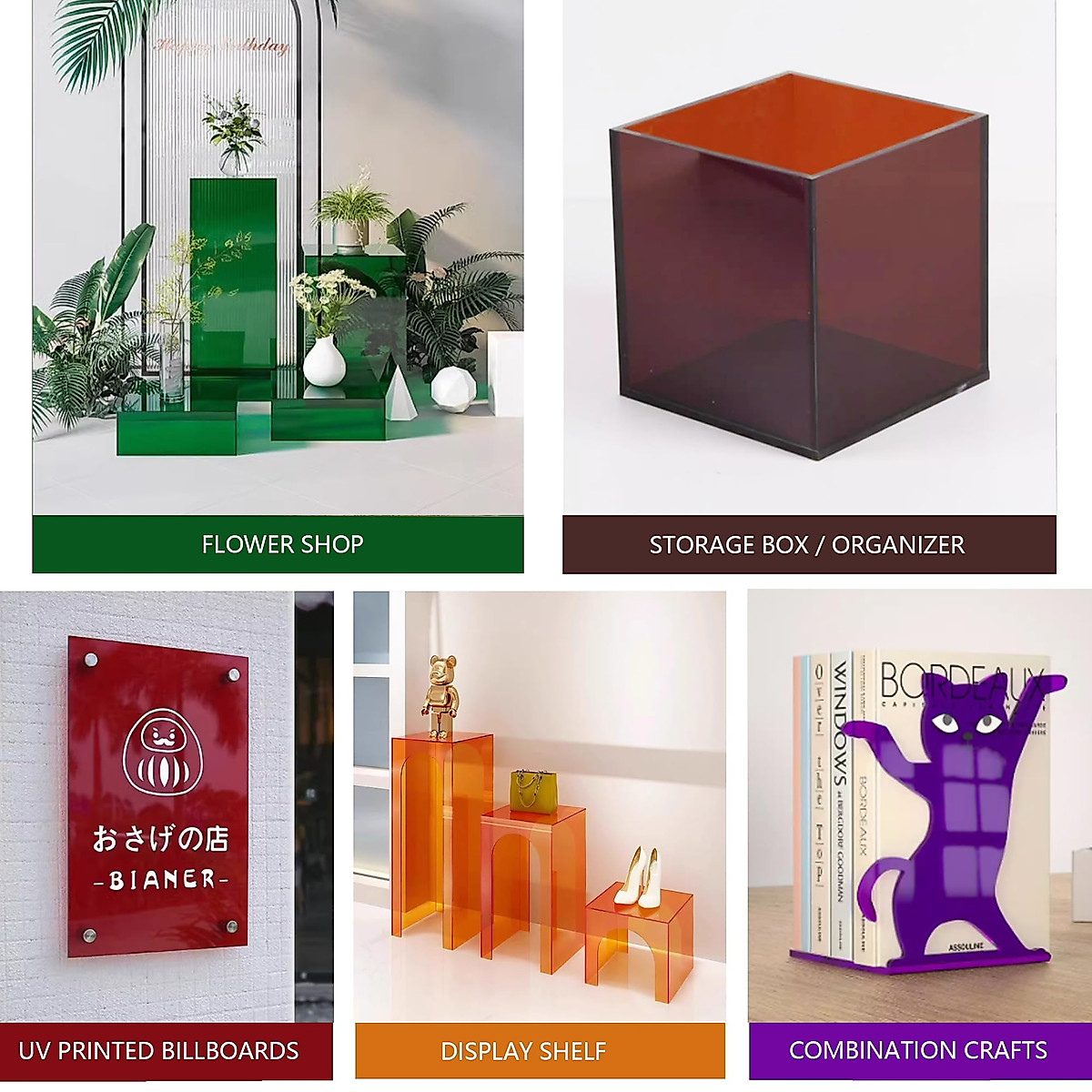 XLNT TECH 7 Pieces & 7 Colors 8" x 12" x 0.118" Transparent Colored Cast Acrylic Sheets, Plexiglass Plastic Sheet for Laser Cutting, Engraving Signs, DIY Projects.