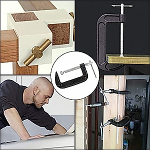 4 Inch C-Clamp Set, Heavy Duty Steel C Clamp Industrial Strength C Clamps for Woodworking, Welding, and Building(2PCs)