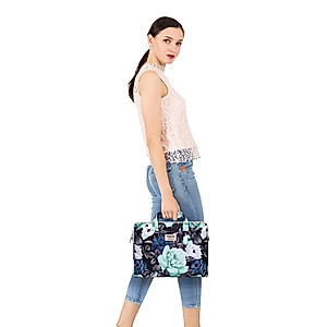 MOSISO Laptop Shoulder Bag Compatible with MacBook Air/Pro,13-13.3 inch Notebook,Compatible with MacBook Pro 14 inch 2023-2021 A2779 M2 A2442 M1, Succulent Briefcase Sleeve Case with Belt