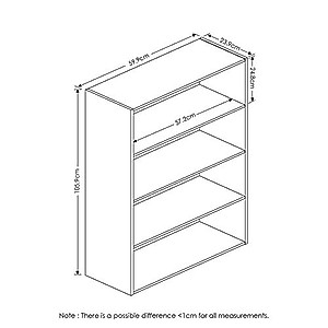 Furinno Pasir 4 Tier Open Shelf, Steam Beech & Turn-N-Tube 5 Tier Corner Display Rack Multipurpose Shelving Unit, 1-Pack, Beech/White