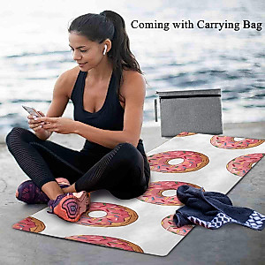 Travel Yoga Mat Non Slip - Glazed Donuts Foldable Exercise Mat Lightweight Work Out Mat with Bag Sweat Absorbent Fitness Mat for Yoga Pilates Home Fitness Exercise