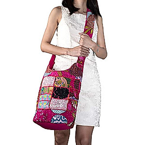 Tribe Azure Pink Large Floral Hobo Sling Shoulder Bag Cross Body Market Travel Fashion School Roomy