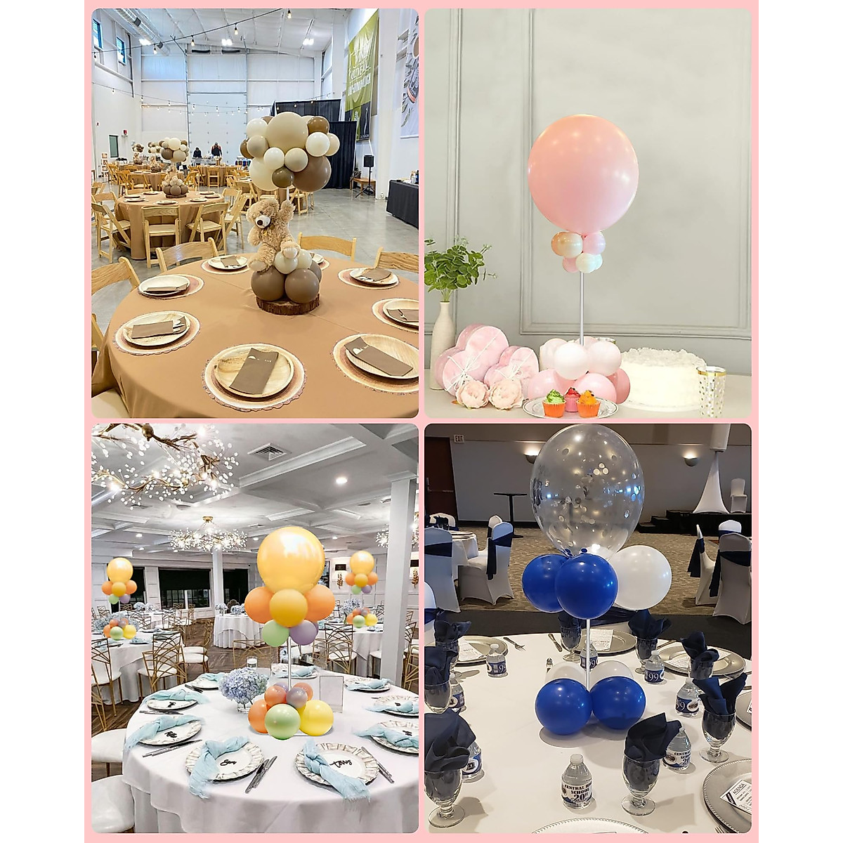 TEKXYZ 15.75 Inch Height Clear Acrylic Balloon Stand for Table Centerpiece Decoration, Set of 4