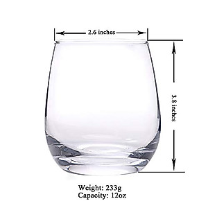 12 Ounce Stemless Wine Glasses/Whiskey Glasses/Beverage Glasses, Set of 4 Great For Drinking Wine, Whiskey or Juice, Versatile Glass Cups/Glassware Sets/Glass Tumblers