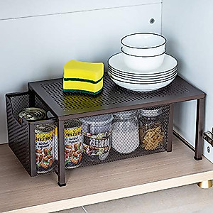 Bextsware Auledio Stackable Multi-Function Under Sink Cabinet Sliding Basket Organizer Drawer, Extra Large Capacity, Space Saving,Bronze