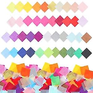 Phinus 6300 Pcs 1 Inch Tissue Paper Squares, Tissue Paper for Crafts, 42 Assorted Colored Tissue Paper, Colors Art Rainbow Tissue Paper Bulk for Crafts, Art Projects, Birthday Party
