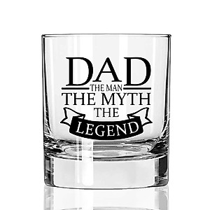 AGMDESIGN Dad Whiskey Glass, The Man The Myth The Legend Whiskey Glass Gifts for Grandfather, Papa, Him, Dad, Husband, Coworker, Friend, Boss, Birthday Gifts