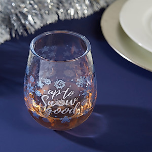 C.R. Gibson QWG2O-22632 Up to Snow Good Acrylic Stemless Wineglass for Christmas Parties and Celebrations, 12 fl. Oz.