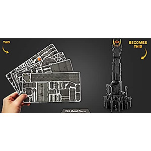 Fascinations Metal Earth Premium Series Lord of The Rings Barad-Dur 3D Metal Model Kit Bundle with Tweezers