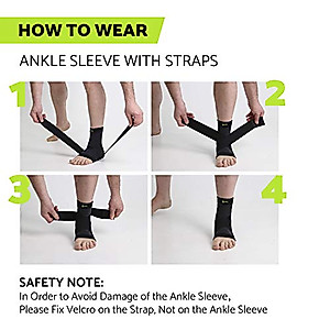 GARNO Ankle Brace Compression Sleeve with Adjustable Straps, Arch Support & Foot Stabilizer, Elastic Wrap for Plantar Fasciitis, Achilles Tendonitis Recovery, Sports Bandage Sock; Men, Women