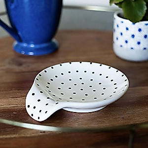 ML's Home Polka Dot Spoon Holder - Ceramic spoon rest for Kitchen Counter, Stove Top | Coffee spoon holder | Spatula holder | Utensil holder | Ladle holder |, BlackWhite