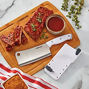 Farberware Edgekeeper Triple Riveted Cleaver Self-Sharpening Blade Cover, High Carbon-Stainless Steel Kitchen Ergonomic Handle, Razor-Sharp Knife, 6 Inch, White