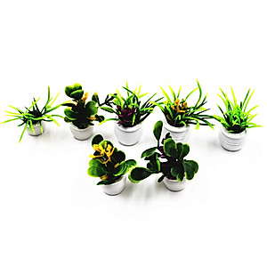 Togudot 7 Pcs Miniature Potted Plants Dollhouse Mini Plant Bonsai Flower Model Tiny Fake Greenery Decoration