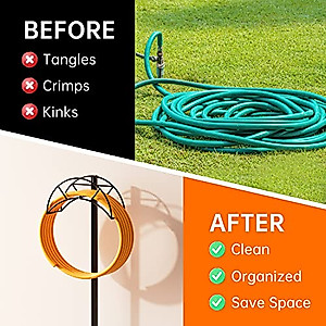 Hongmai Garden Hose Holder Freestanding, Heavy Duty Water Hose Hanger Hose Reel for Outdoor, Detachable Metal Hose Stand Hose Rack Hose Storage for Garden Lawn Yard (Black A)