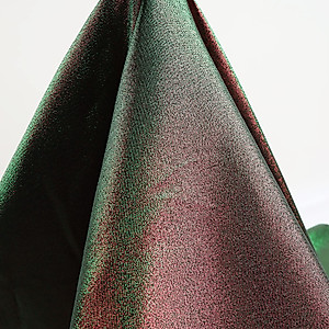 Two Tone Iridescent Fabric Metallic Thread Color Changing for Sewing Costume Gown (Green Red Blending) 50 Inches Wide, 4 Yards