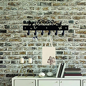 CREATCABIN Key Holder Decorative Coat Hooks Wall Mounted Metal Key Hooks Towel Racks with 6 Hooks Butterfly Design Iron Key Hanger for Wall, Bathroom, Kitchen, Entryway