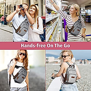 Sling Bag, PACKISM Adjustable Straps Sling Backpack, Multiple Compartment Pockets Crossbody Bags for Women, Multi-purpose Backpack Purse, Grey