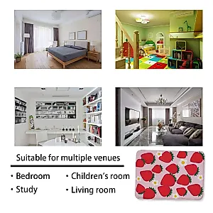 ROZERA Strawberry Rug Cute Strawberry Decor Kawaii Floor mat Non Slip Absorbent Washable Shaggy Aesthetic Area Rug for Bathroom Bedroom Living Room Kitchen Door Mats for Girls 19.7x31.5 in