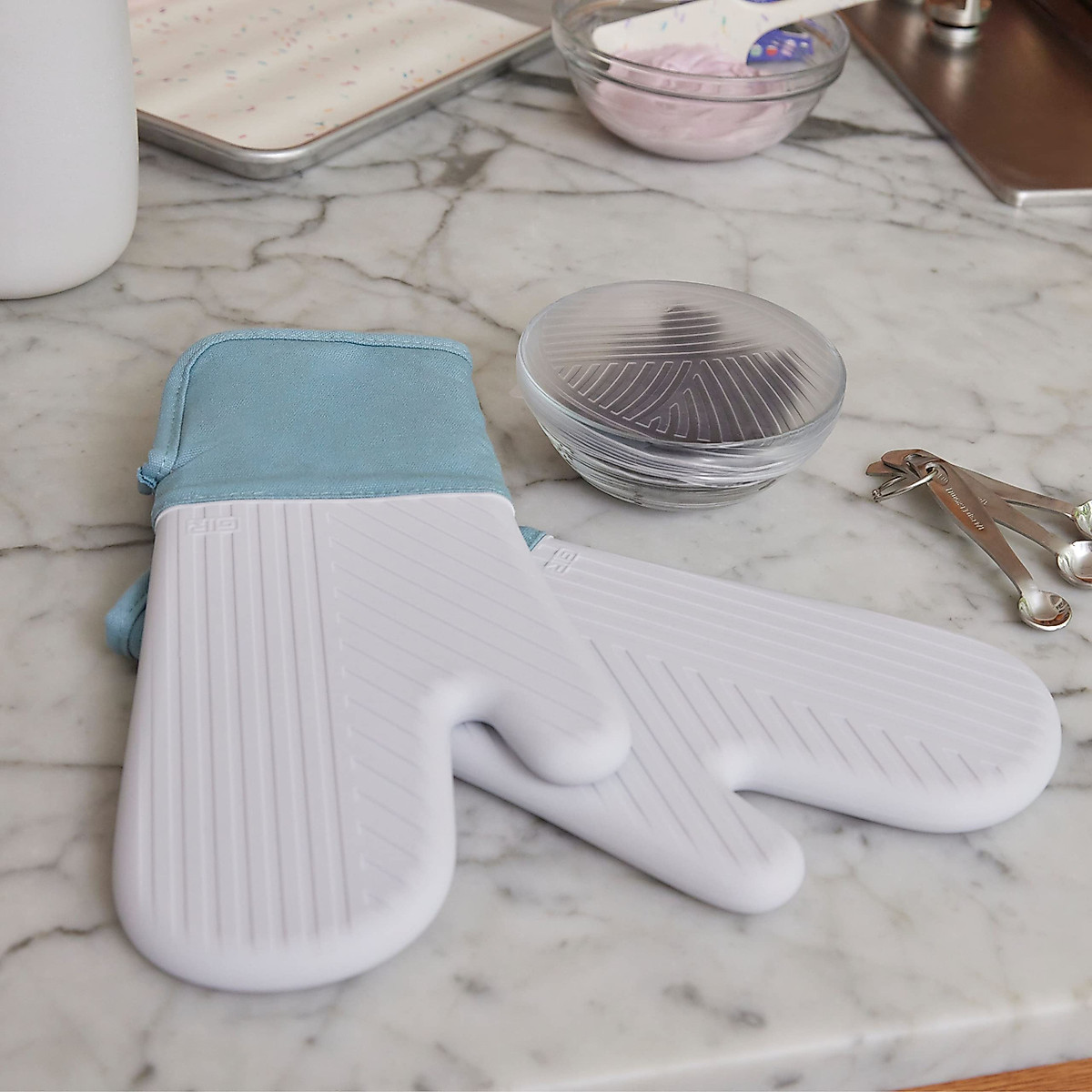 GIR: Get It Right Premium Silicone Oven Mitt - Non-Slip Heat Resistent Kitchen Pot Holder with Soft Terry Quilted Liner - Set of 2, Slate