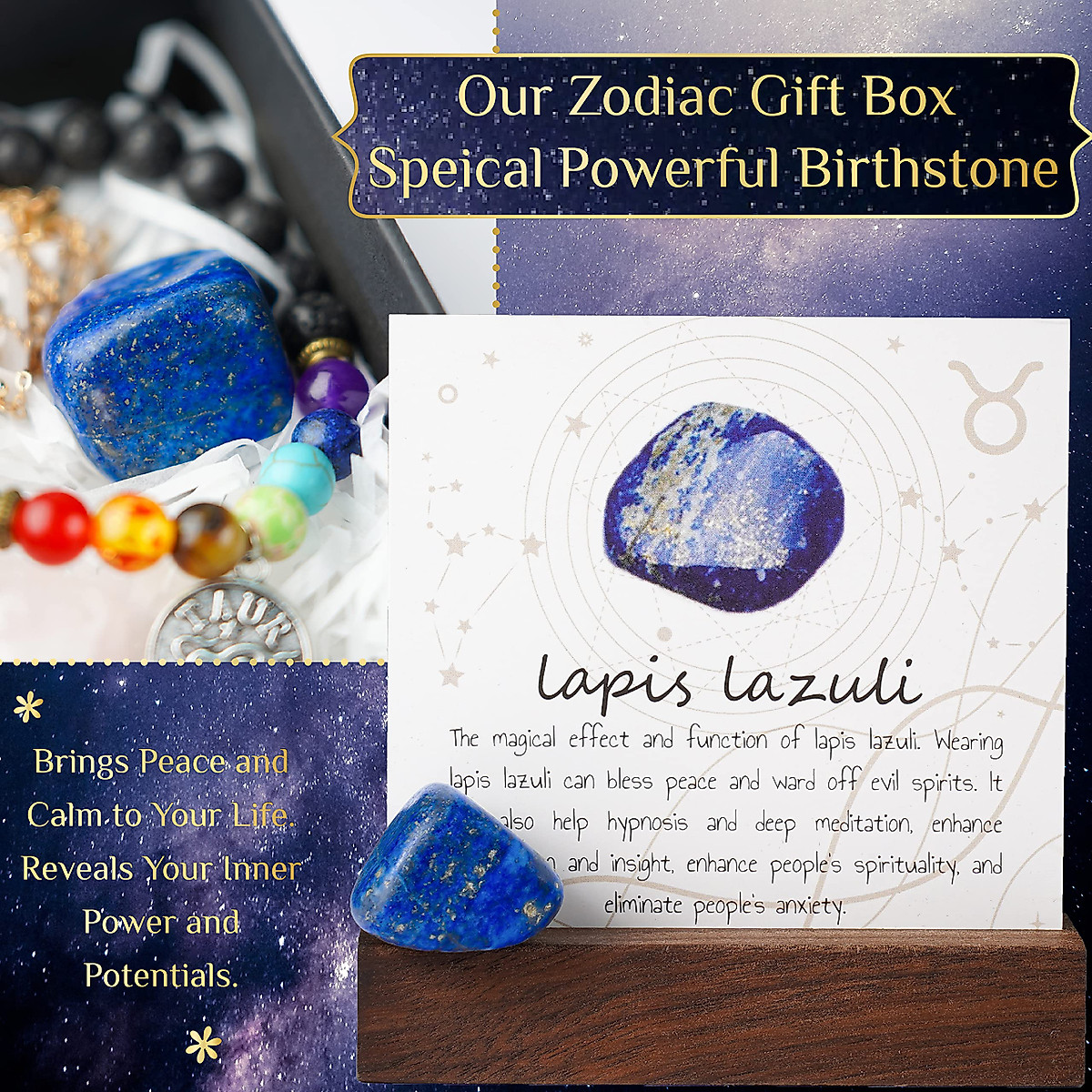 Hihealer Zodiac Gifts for Women, Spiritual Gifts, Zodiac Gifts, Astrology Gifts for Women, Horoscope Gifts with Birthstone, Healing Stone Gifts, Unique Birthday Gifts for Women