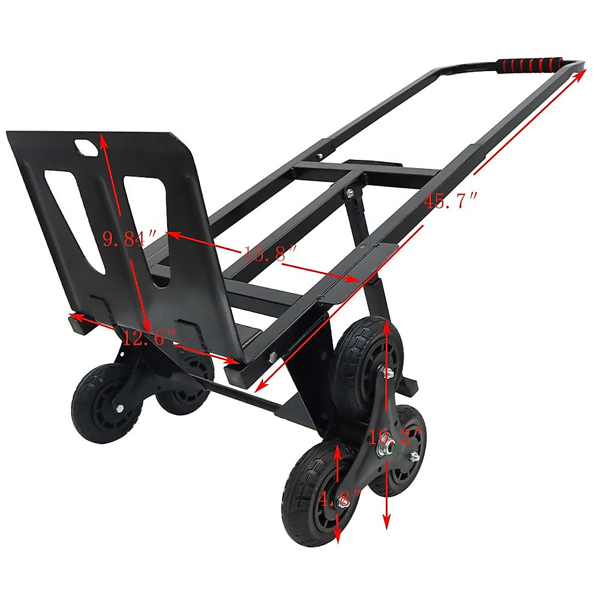 HayWHNKN Heavy-Duty Stair Climber Cart Portable Folding Hand Truck Handcart Luggage Cart 440LBS Load Capacity with Six Wheels